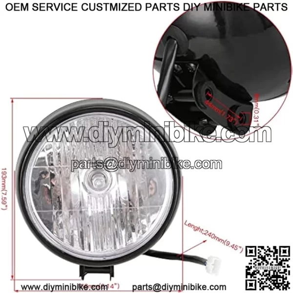 Motocycle 12V 35W Headlight Head Light Assembly with Hardware for 196cc ...