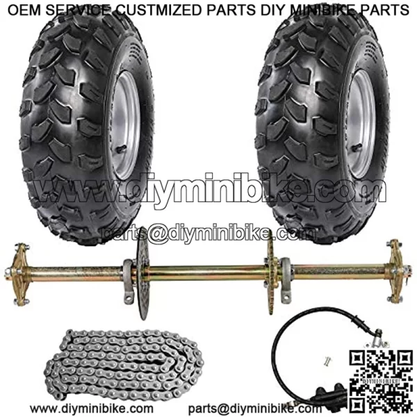 1" Steel Live Axle with 19x7-8 Tubeless Wheels Tires Rim and Chain ...